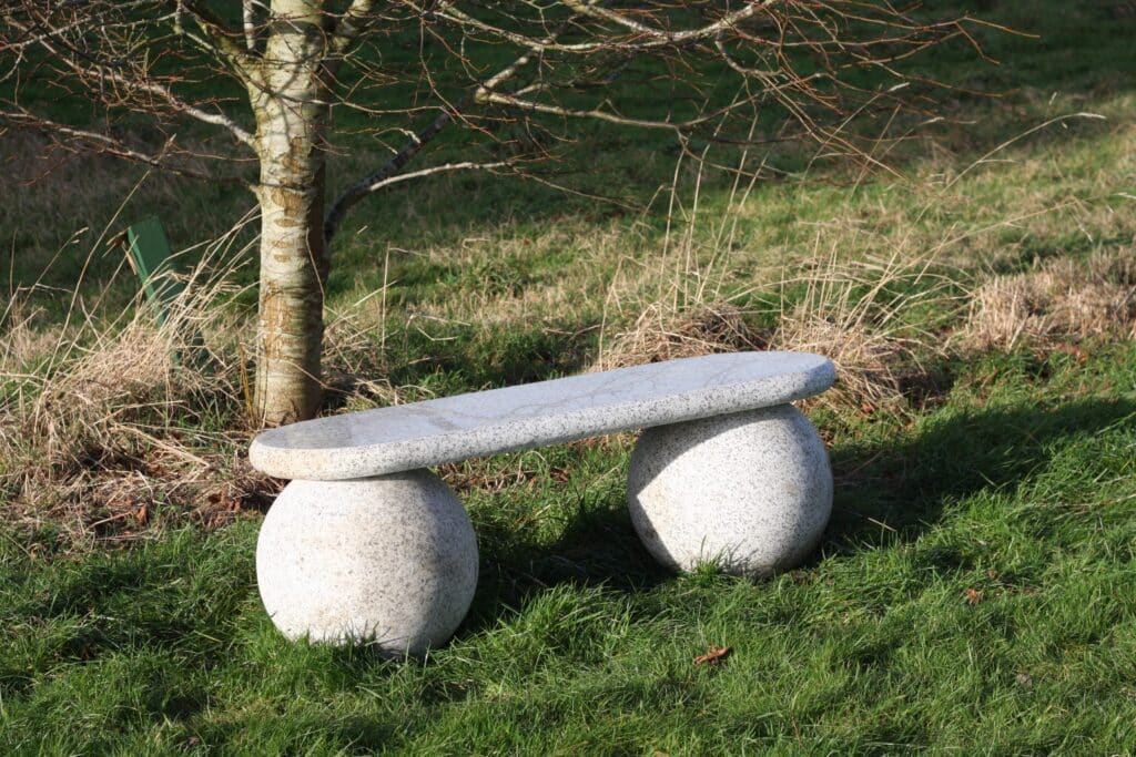 Grey Granite Sphere Bench - Ornamental Classics