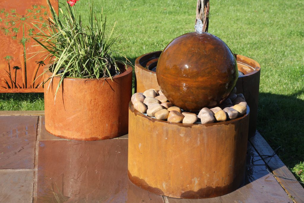 Corten Steel Surround with Corten Steel 40cm Sphere Full Kit - Small ...