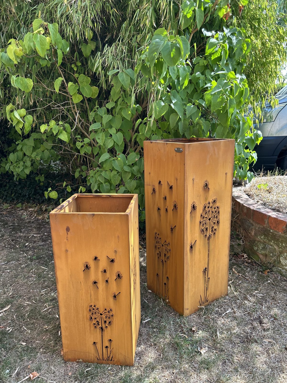 Steel Column Dandelion Planters – Set of 2 Laser Cut Garden Planters ...